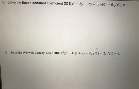 solved 5 solve the linear constant coefficient ode y