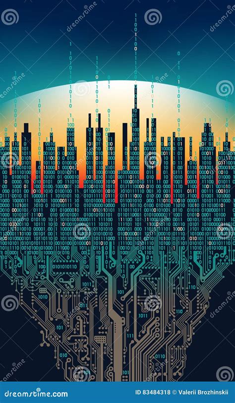 Ciudad En Línea Ciudad Digital Futurista Abstracta Concepto De Alta