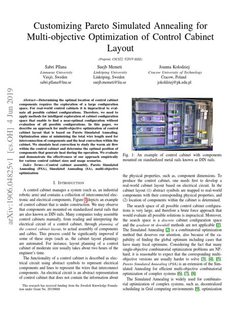 customizing pareto simulated annealing for multi objective optimization of control cabinet