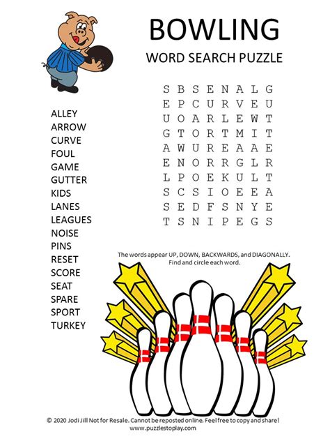 Bowling Word Search Puzzle Puzzles To Play
