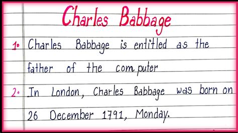 10 Lines On Charles Babbage In English Essay On Charles Babbage YouTube