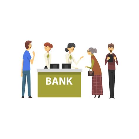Premium Vector People Consulting At Managers At Bank Office Female