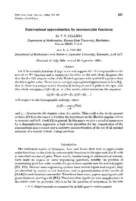 pdf superoptimal approximation by meromorphic functions v peller