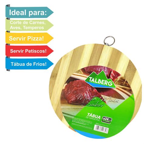 Tábua de Madeira Bambu Redonda Churrasco Queijos e Frios Petiscos Pizza