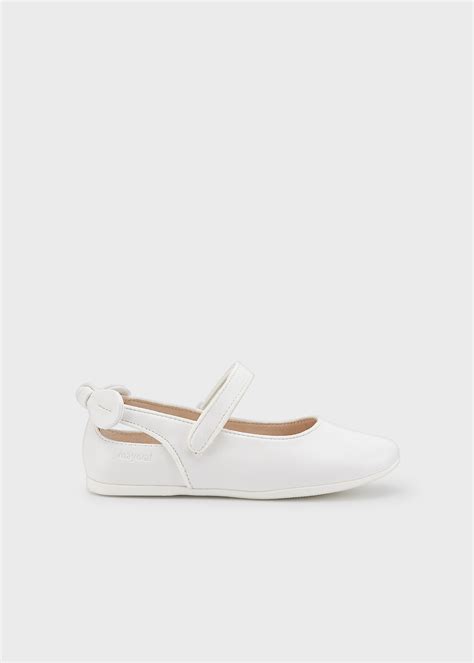 Ballerine Fiocco Soletta Pelle Sostenibile Bambina Bianco Mayoral