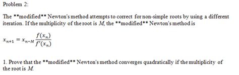solved problem 2 the modified newton s method attempts