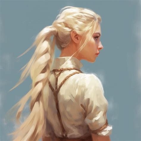Premium AI Image There Is A Painting Of A Woman With A Ponytail In A