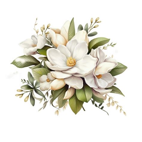 Premium Ai Image There Is A White Flower With Green Leaves On It