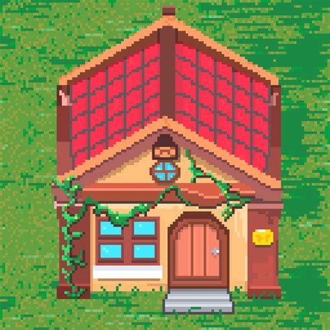 A Top Down Pixel Art House With Vines By TheRustyArt