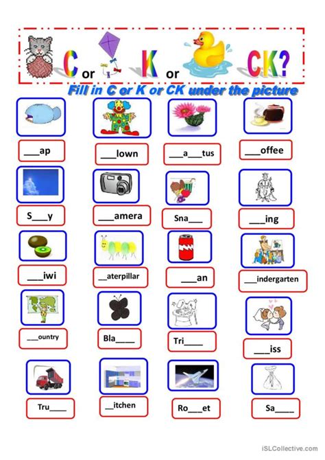 C Ck K Fill In English ESL Worksheets Pdf Doc
