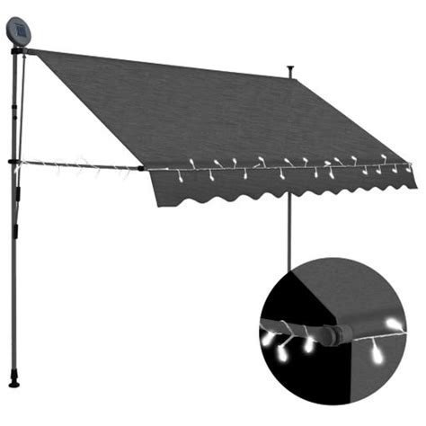 Toldo Manual Retráctil Toldo Parasol Marquesina Con Led Gris