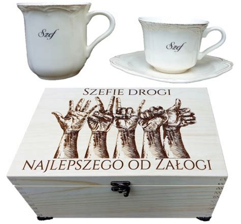ELEGANCKI PREZENT DLA SZEFA FILIŻANKA KUBEK SZEF Bawełniana Sosna