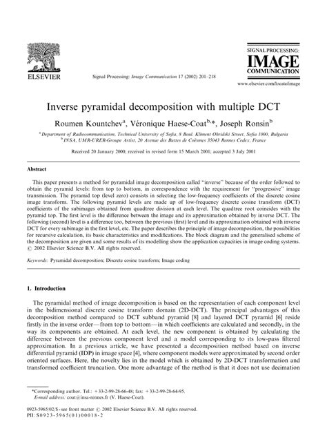 pdf inverse pyramidal decomposition with multiple dct