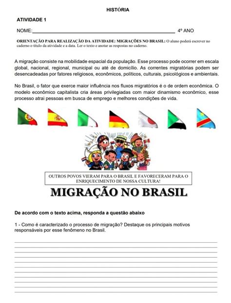 Atividades Sobre Migra O Ideias Divertidas E Did Ticas Pdf