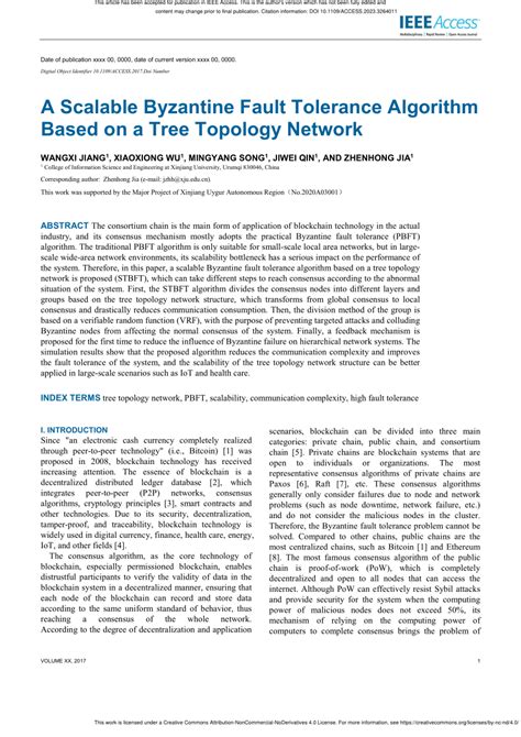 pdf a scalable byzantine fault tolerance algorithm based on a tree topology network