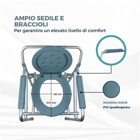 Sedia Wc Pieghevole Leggera Con Coperchio Altezza Regolabile