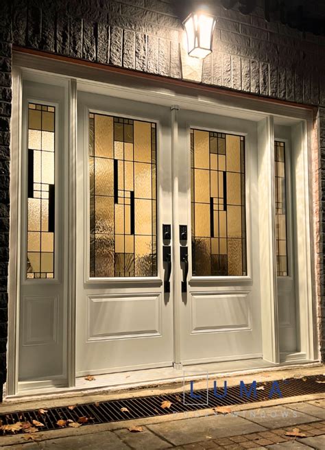 White Steel Double Door With Two Glass Inserts Sidelites LUMA