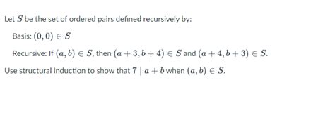 solved let s be the set of ordered pairs defined recursively