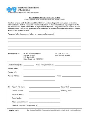 Fillable Online OVERPAYMENT NOTIFICATION FORM Fax Email Print PdfFiller