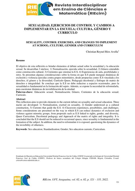 PDF SEXUALIDAD EJERCICIOS DE CONTROL Y CAMBIOS A IMPLEMENTAR EN LA