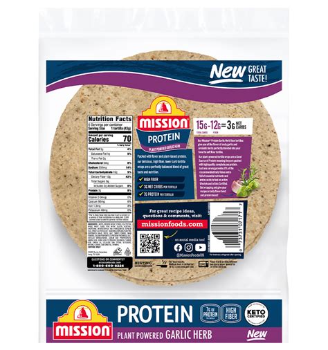 Protein Garlic Herb Tortillas Mission Foods