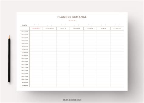 Planner Semanal A Para Imprimir Obah Digital