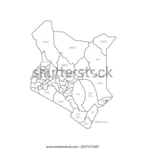 Kenya Political Map Administrative Divisions Stock Vector Royalty Free