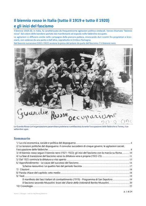 Dopoguerra In Italia E Avvento Del Fascismo P 1 Di 24 Il Biennio