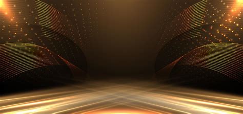 Elegant Golden Stage Diagonal Glowing With Lighting Effect Sparkle On