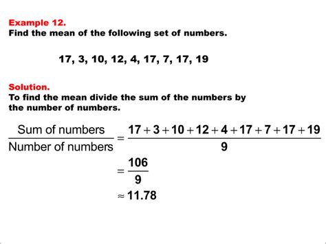 math example measures of central tendency mean example 12 media4math