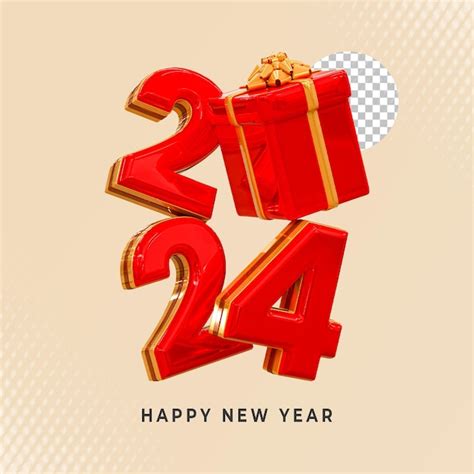 Representación 3d feliz año nuevo 2024 plantilla de diseño de banner