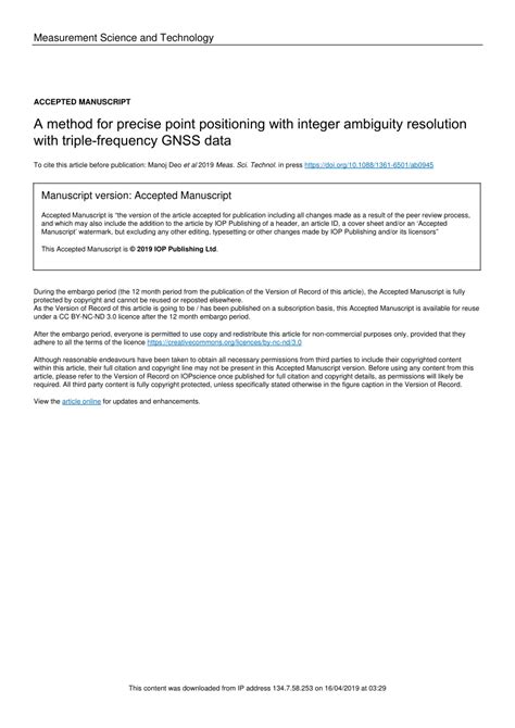 pdf a method for precise point positioning with integer ambiguity resolution with triple