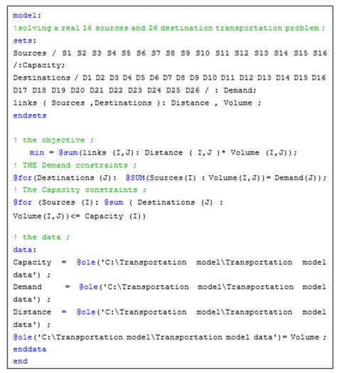 an optimal solution for a real transportation problem with lingo code