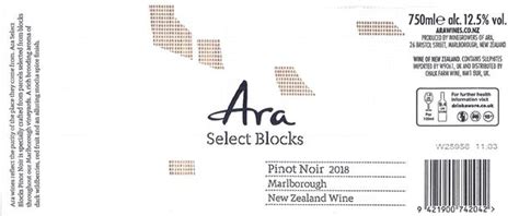 2020 Ara Pinot Noir Select Blocks New Zealand South Island