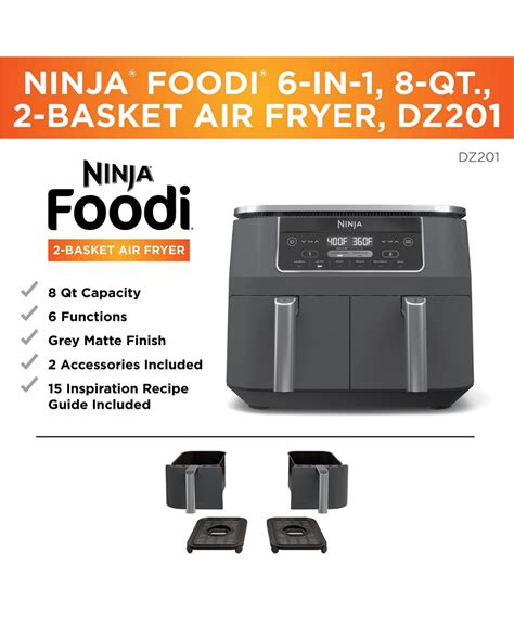 Ninja DZ201 Foodi 6 In 1 8 Qt 2 Basket Air Fryer With DualZone