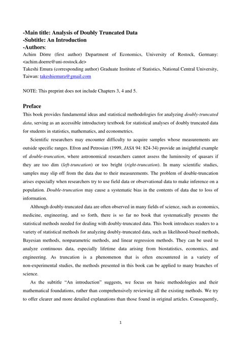 pdf analysis of doubly truncated data an introduction