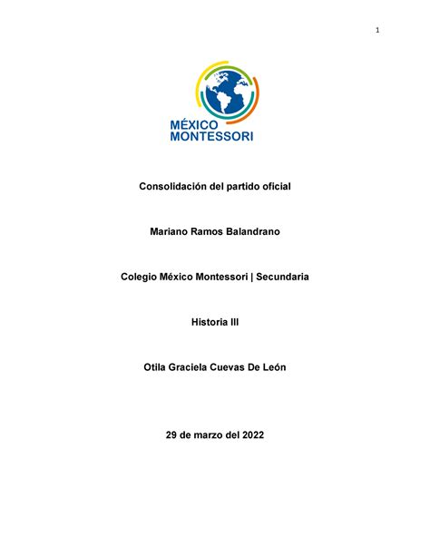 SEXO SIN PROTECCIÓN 1 Consolidación del partido oficial Mariano Ramos