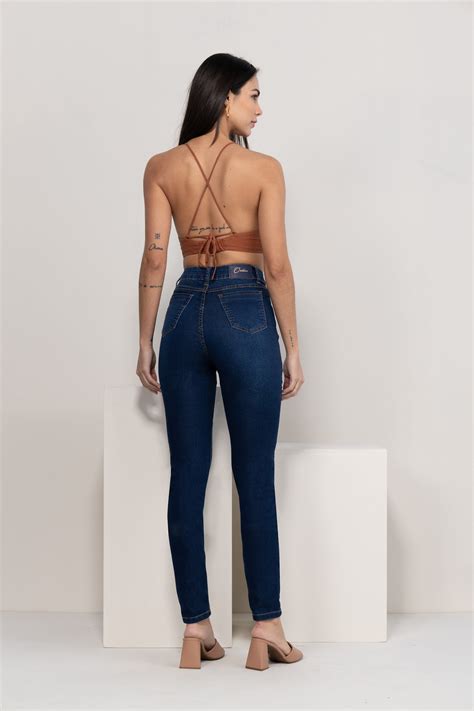 Calça Jeans Feminina Skinny Azul Médio F2023023 Oxiblue Jeans