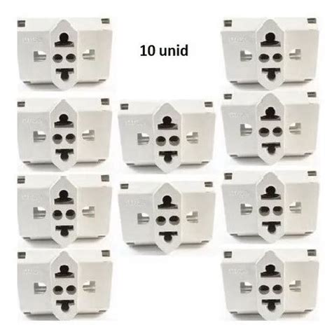 Kit 10 Adaptador De Tomada Modelo T Benjamin 10 E 20 Amper Submarino