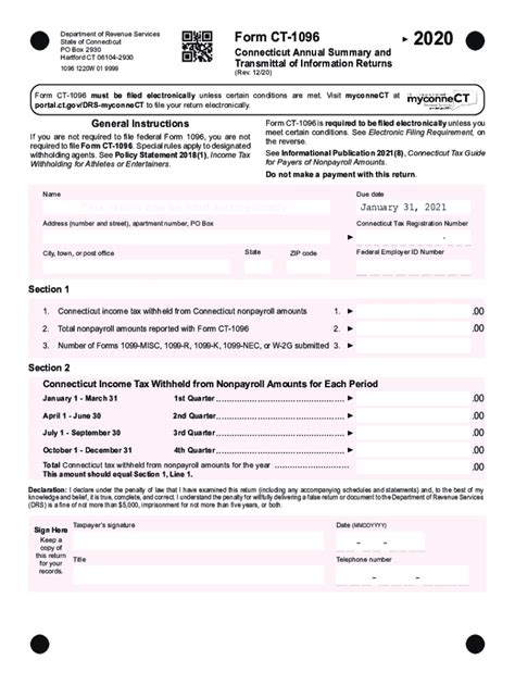 2020 Form CT DRS CT 1096 Fill Online Printable Fillable Blank