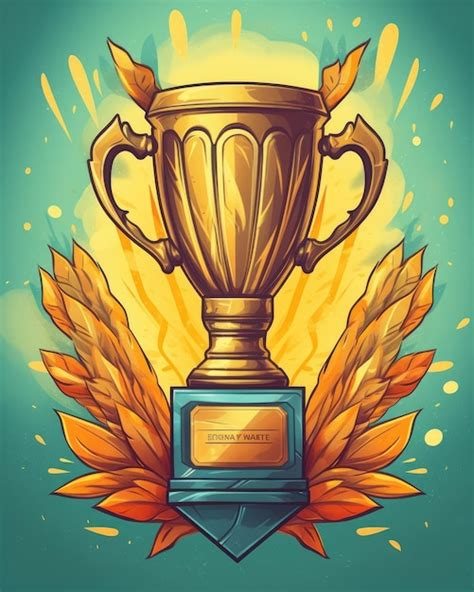 Se ganó una copa de trofeo de oro por la victoria ilustración