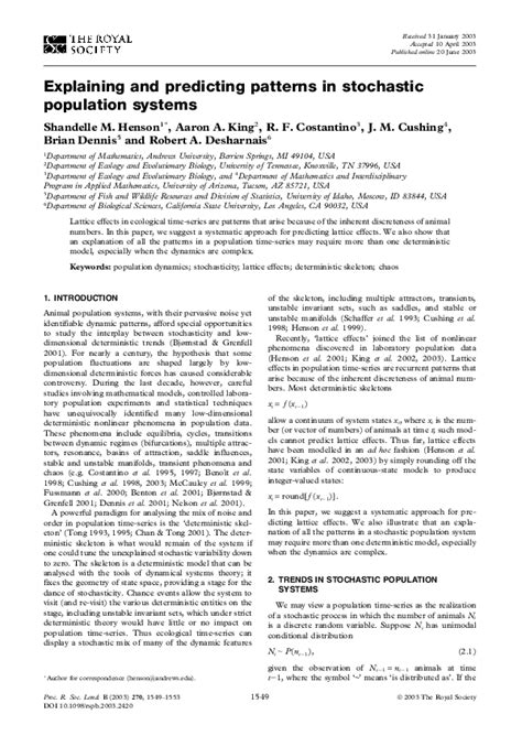 pdf explaining and predicting patterns in stochastic population systems brian dennis and