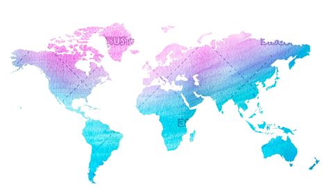 Mapa Del Mundo En Acuarela Dibustock Dibujos E Ilustraciones