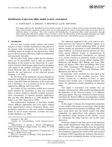 pdf identification of piecewise affine models in noisy environment