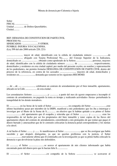 Introducir 42 Imagen Modelo De Demanda Por Difamacion E Injuria