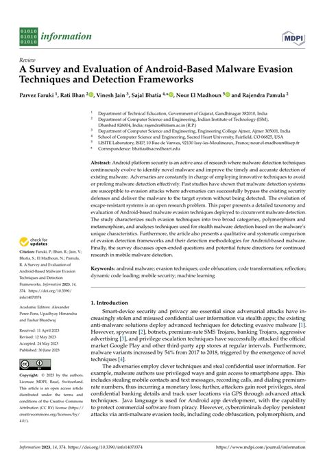 pdf a survey and evaluation of android based malware evasion techniques and detection frameworks