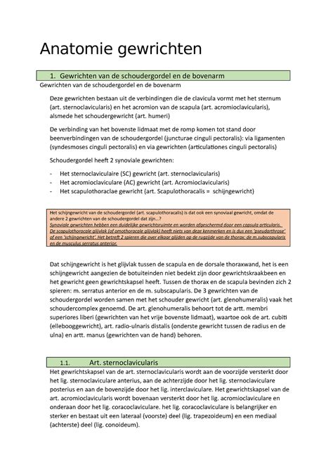 Anatomie Gewrichten Samenvatting Anatomie Gewrichten Gewrichten