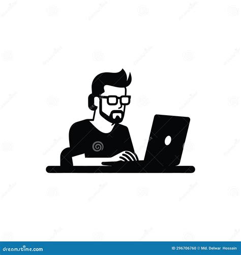 Programmer Icon In Black Style Isolated On White Background People Of
