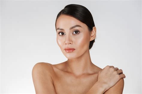 Free Photo Beauty Portrait Of Half Naked Woman Looking On Camera And