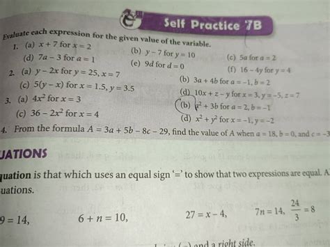 Self Practice 78Evaluate Each Expression For The Given Value Of The Vari